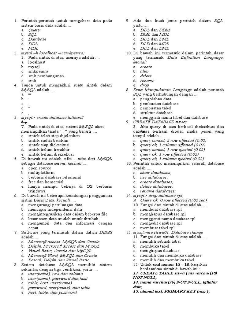Soal TKJ XI Web Database | PDF