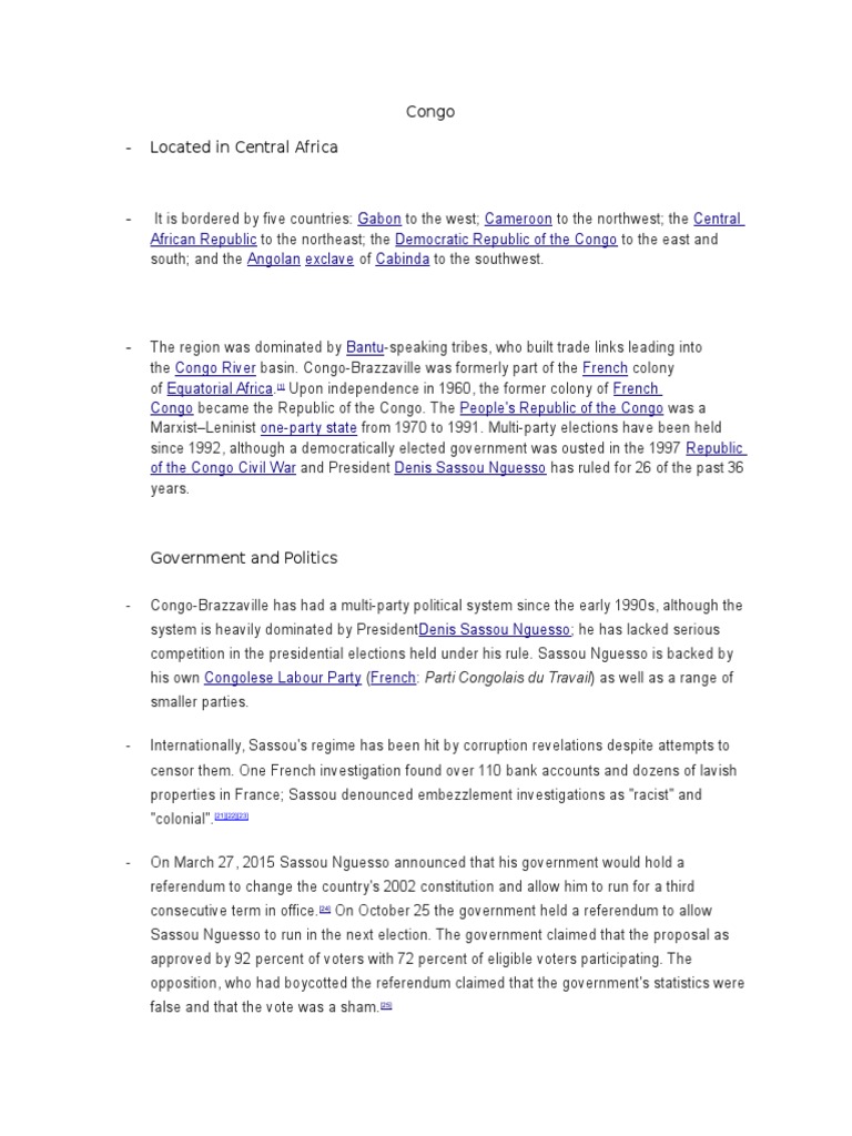 Congo Background Guide | PDF | Republic Of The Congo | Forms Of Government