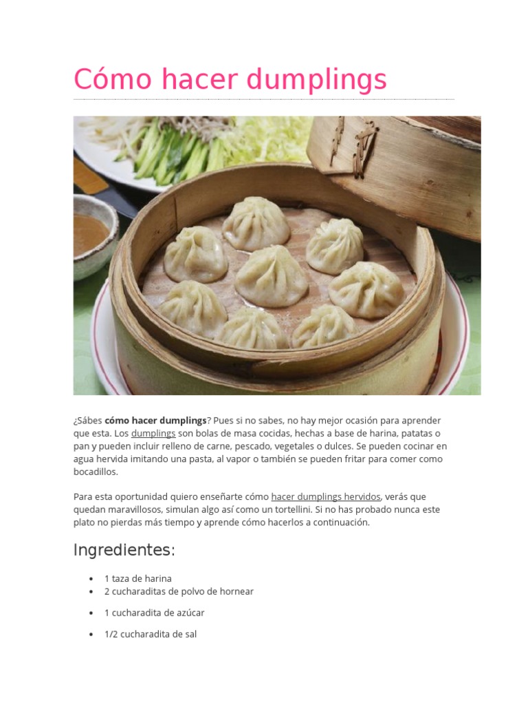 Cómo Hacer Dumplings | PDF | Bola de masa hervida | Alimentos