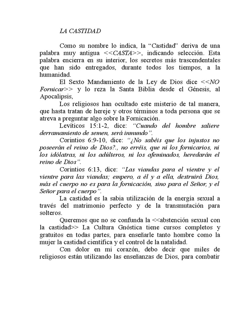 La Castidad | Castidad | Biblia