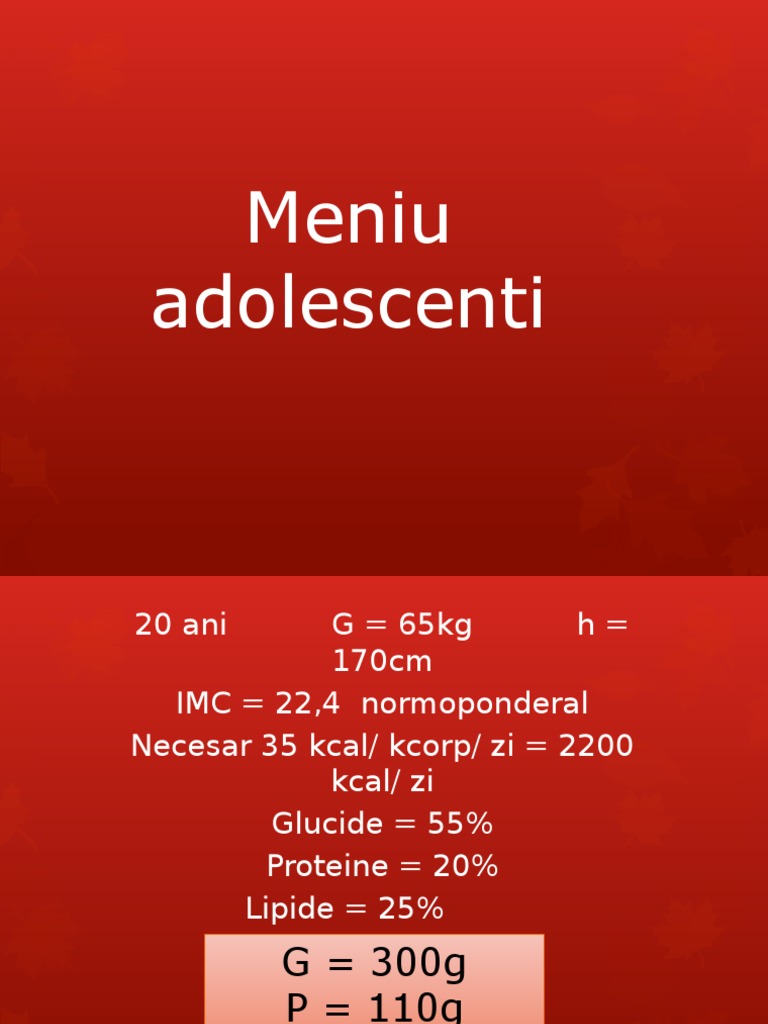 Meniu Adolescenti | PDF