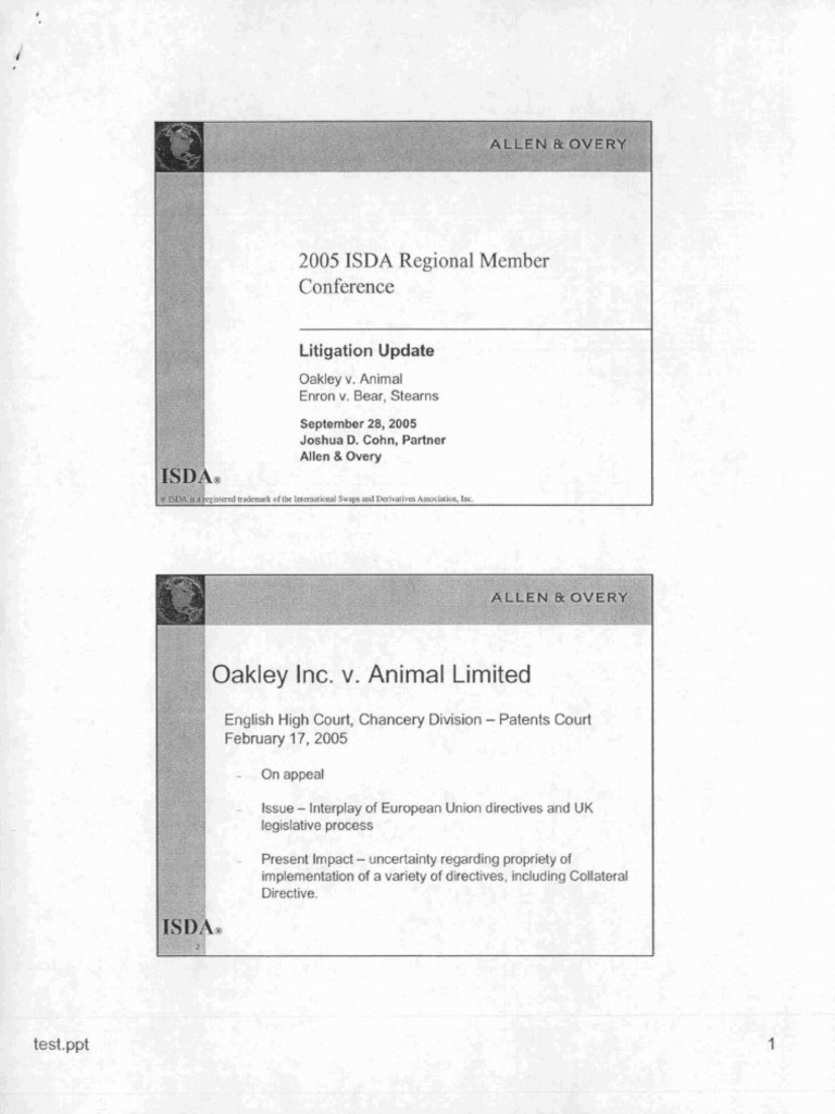 2005 ISDA Conference Litigation Update | PDF | Bankruptcy In The United ...