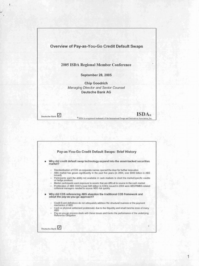 2005 ISDA Conference Overview of Pay-As-You | PDF | Asset Backed ...
