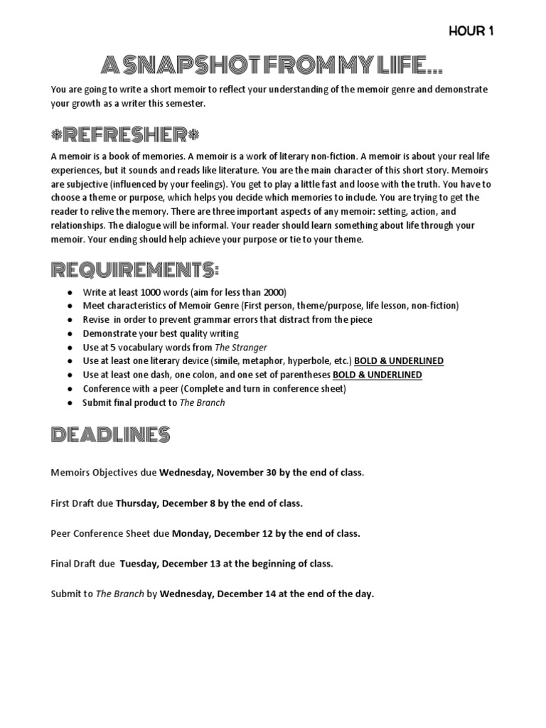 Memoir Writing Guide and Requirements | PDF | Writing | Cognitive Science