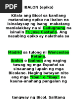 Buod NG Epikong Ibalon | PDF