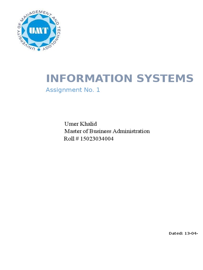 MIS Assignment No 1 | PDF | Computer Science | Information System