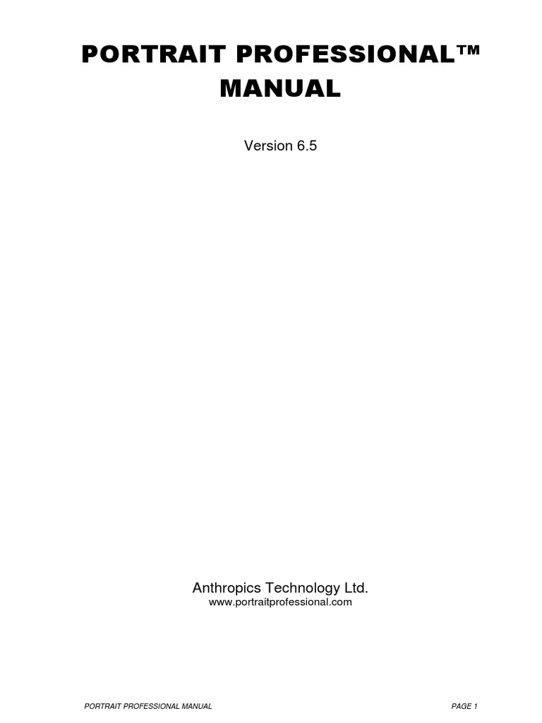 Portrait Professional Manual | PDF | Image Editing | Exposure (Photography)