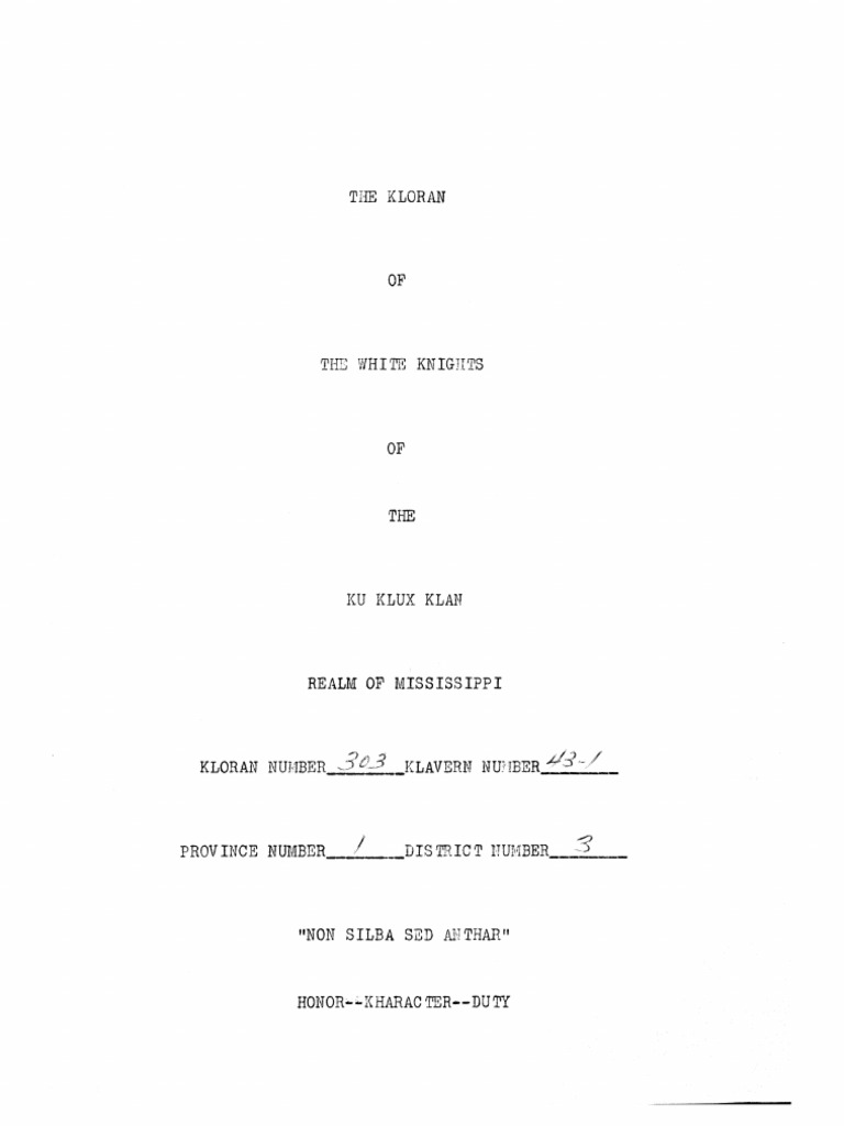 Kloran The Bible of Ku Klux Klan | PDF