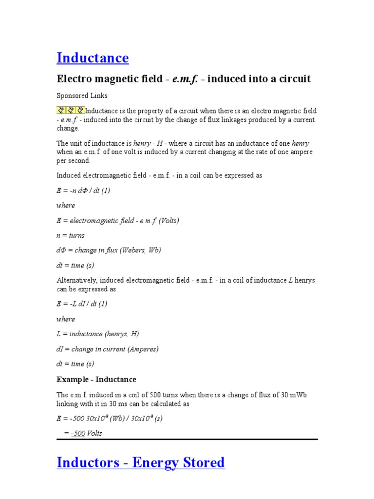 Inductor Energy Storage Explained | PDF | Inductance | Inductor