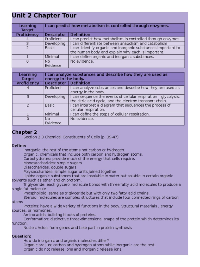 Unit2chaptertour Lukegarbett | PDF | Metabolism | Carbohydrates