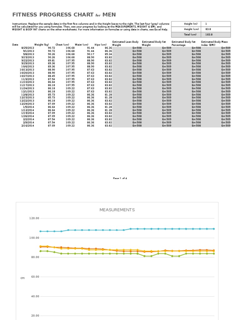 Fitness Progress Chart For Men (Metric) | Download Free PDF | Body Mass ...