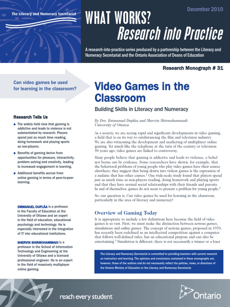 What Works?: Research Into Practice | PDF | Video Games | Motivation