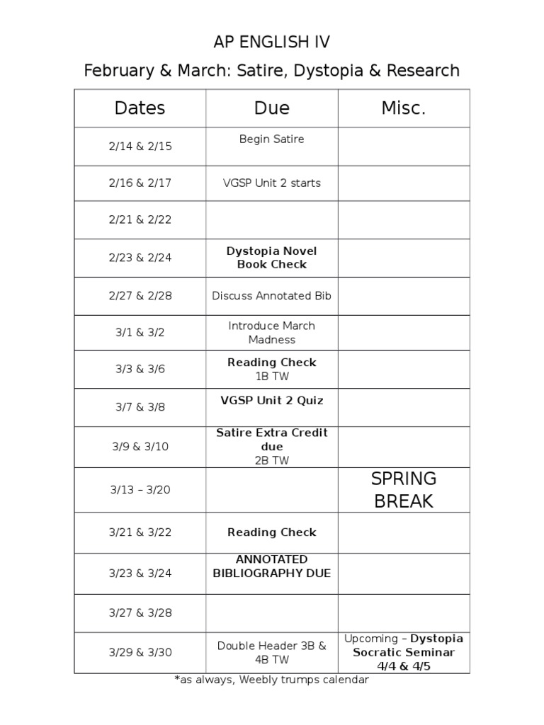 Ap Calendar Feb March | PDF