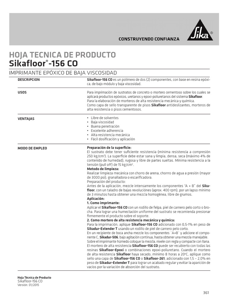 Sikafloor 156 CO | PDF | Epoxy | Revestimiento