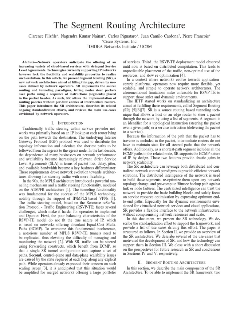 The Segment Routing Architecture 2015 Pdf Multiprotocol Label Switching Networking