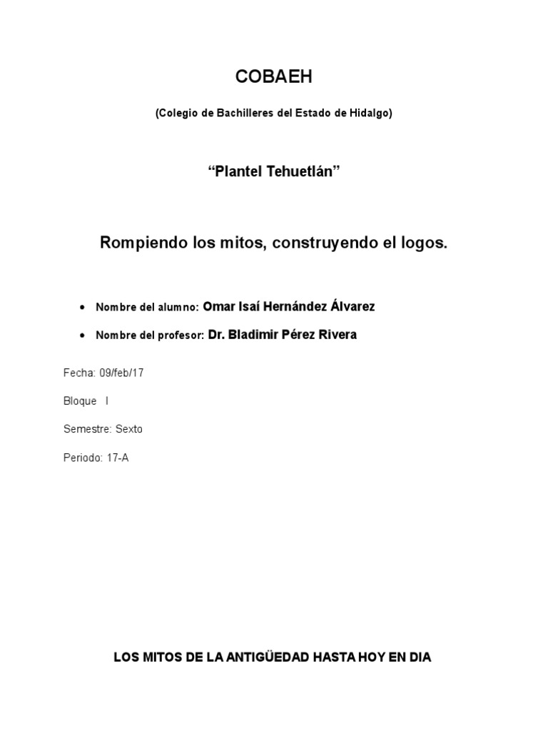 Ensayo Omar-Isai Filosofia Prof-Bladi 6103 | PDF | Mitología | Conocimiento