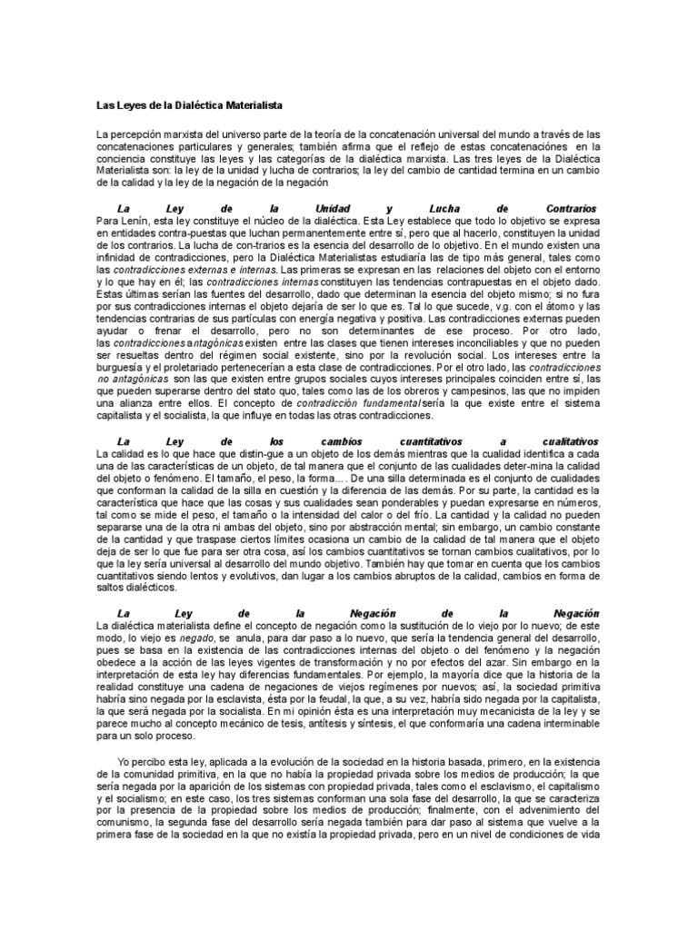 Las Leyes de La Dialéctica Materialista | PDF | Dialéctico | Materialismo