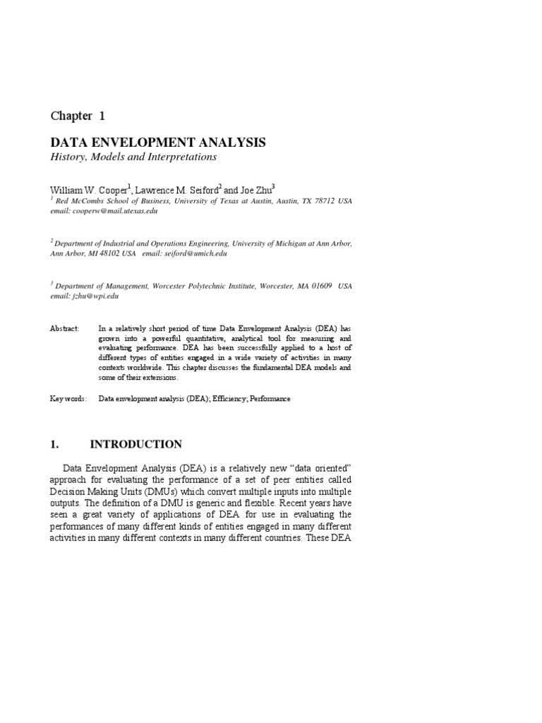 Data Envelopment Analysis | PDF | Teaching Mathematics | Business