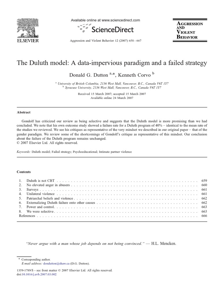 The Duluth Model - A Data-Impervious Paradigm and A Failed Strategy ...
