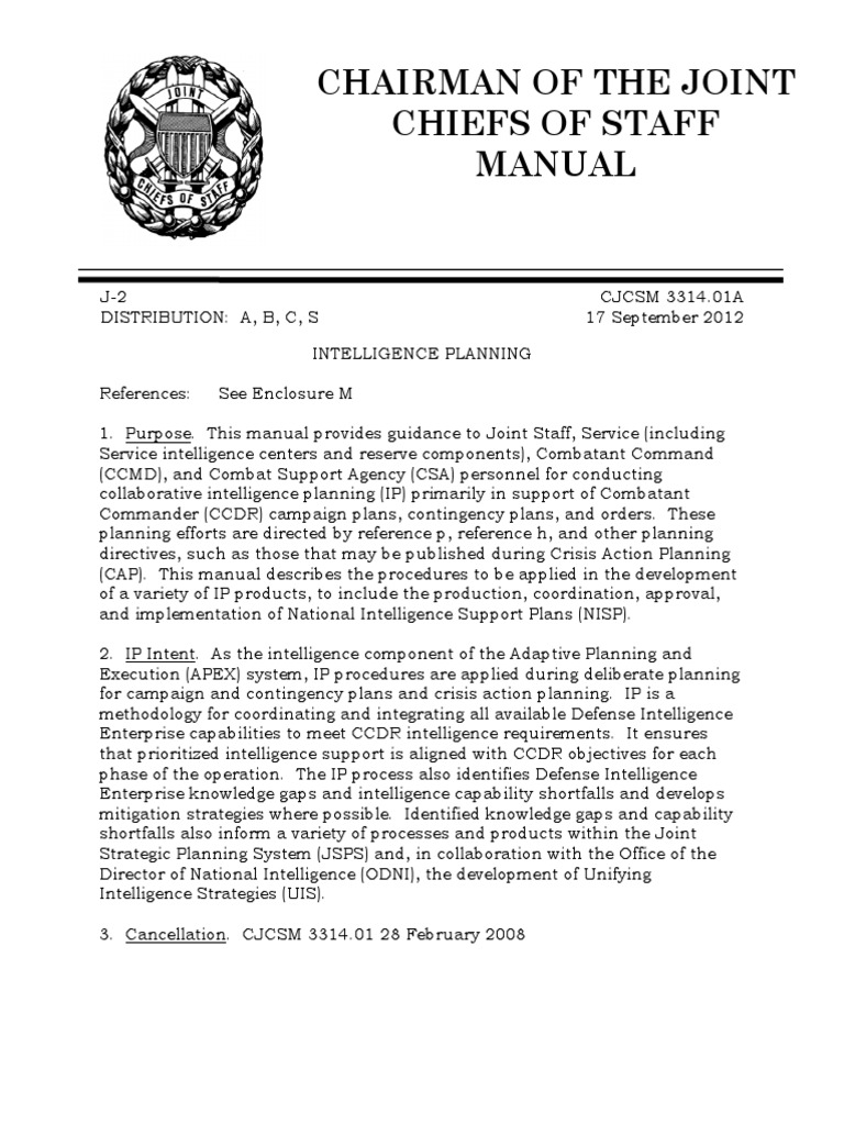 Intelligence Planning Guidance Manual | PDF | Defense Intelligence ...