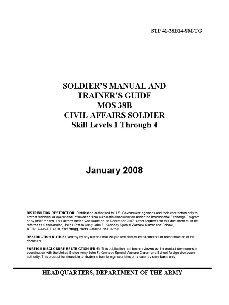 Restricted U.S. Army Civil Affairs Soldier Training Manual STP 41-38B14 ...