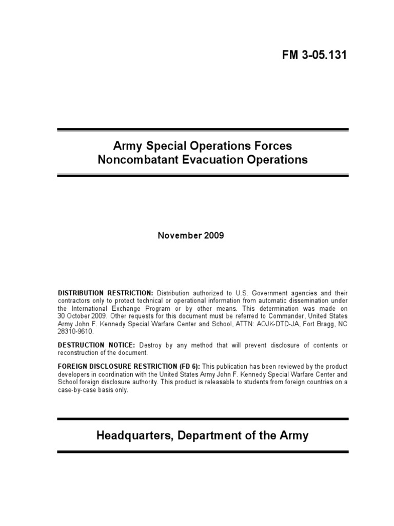 Restricted U.S. Army Special Operations Forces Noncombatant Evacuation ...