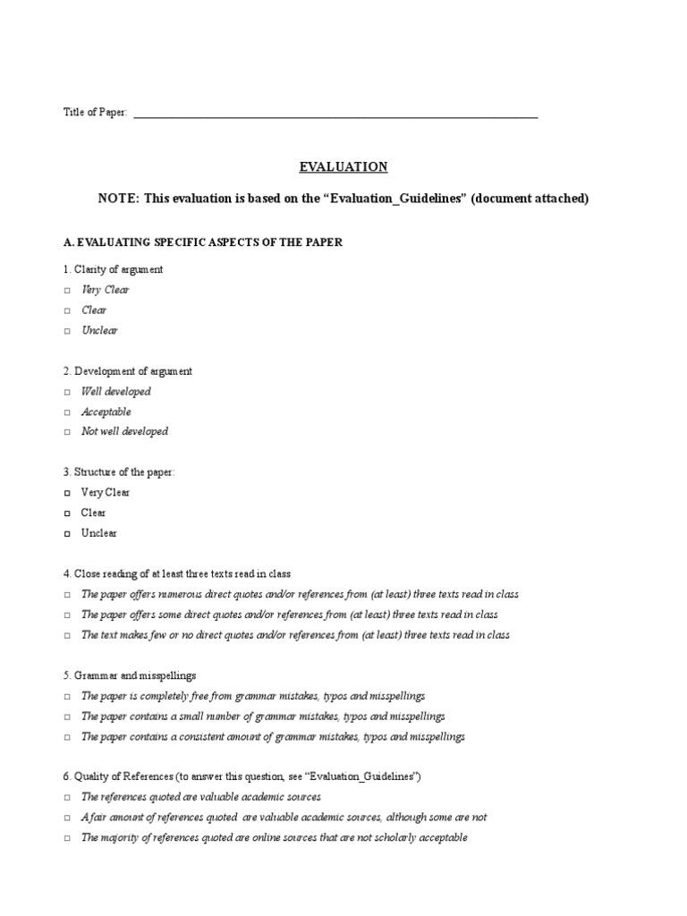 Academic Paper Evaluation Guide | PDF | Career & Growth