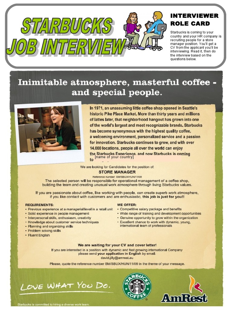 1309 Starbucks Job Interview Role Play | PDF