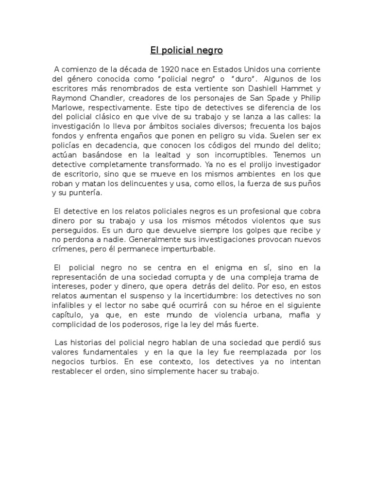 El Policial Negro Pdf La Novela Policíaca Policía