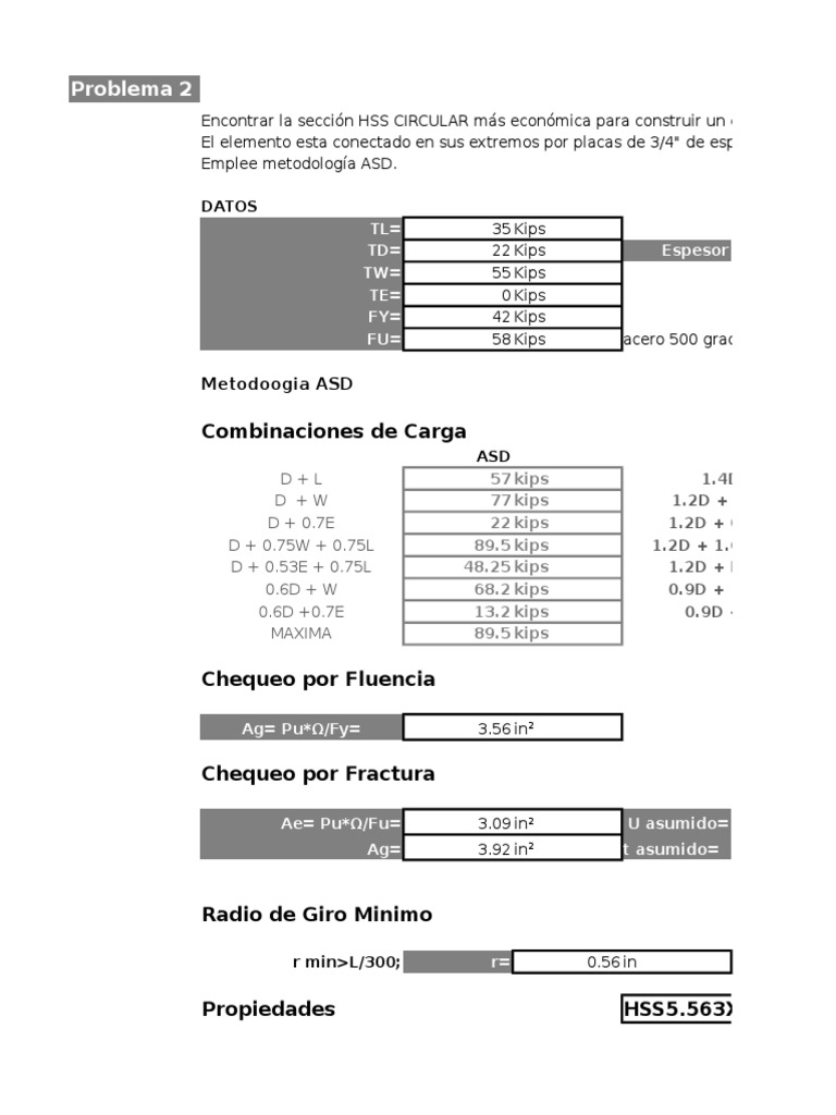 Hoja de Excel Miembros Acero A Tension | Descargar gratis PDF | Hierro | Ingeniería de Edificación