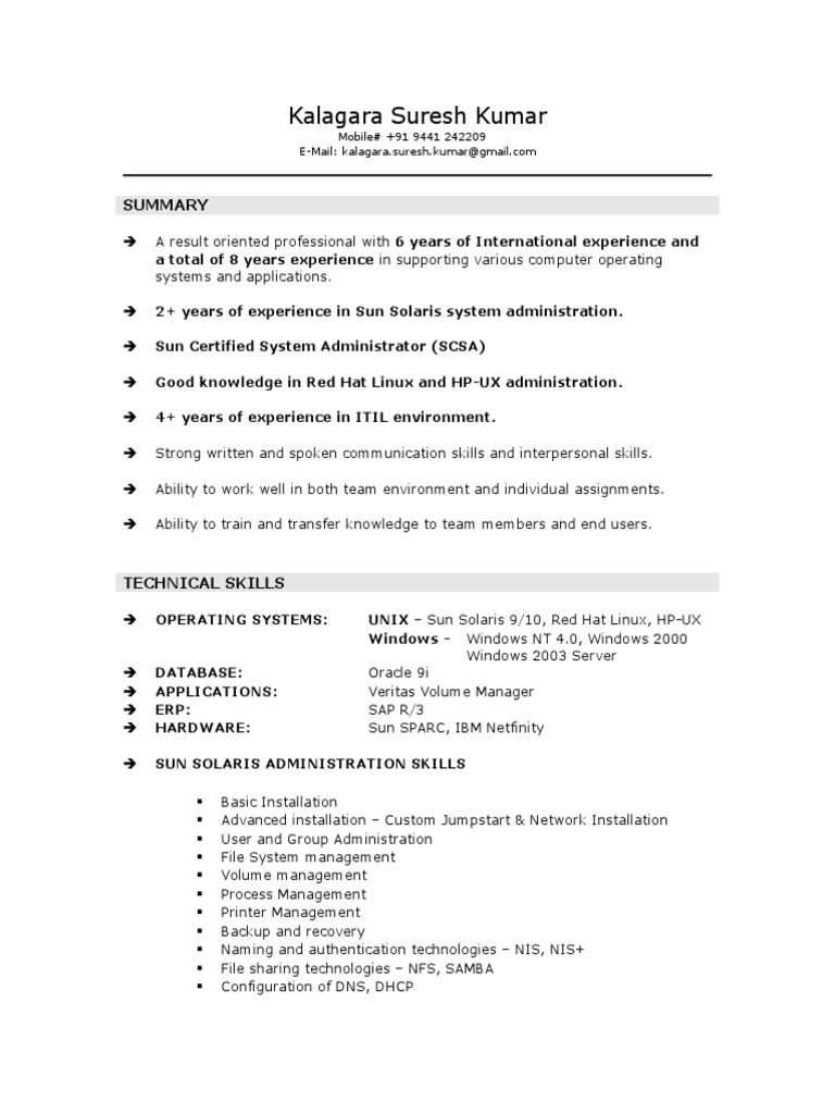 CV Suresh | PDF | Technical Support | Operating System