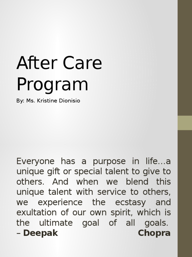 After Care Program by Kristine Dionisio | PDF | Relapse | Coping ...