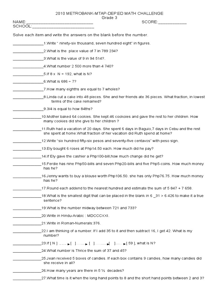 2010 Metrobank-mtap-Dep.ed Math Challenge Reviewer | Physics ...