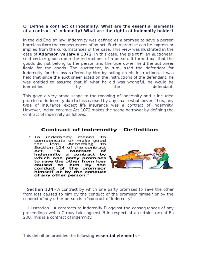 Contract Indemnity | PDF | Indemnity | Legal Concepts