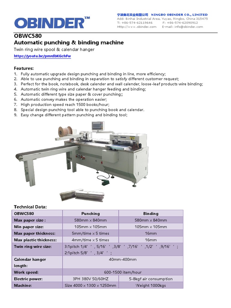 Obinder OBWC580 Automatic Punching and Binding Machine | PDF ...