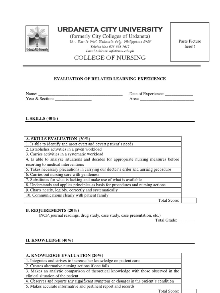 RLE Evaluation Form | Download Free PDF | Nursing | Patient