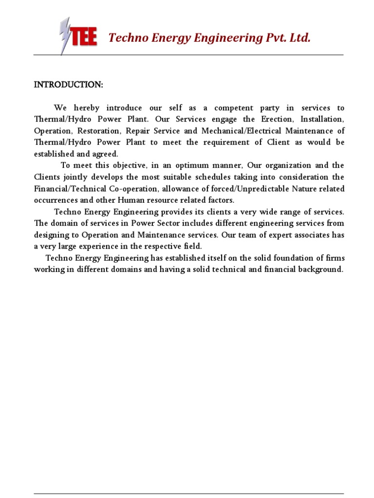 Techno Energy Engineering Services Overview | PDF | Power Station ...