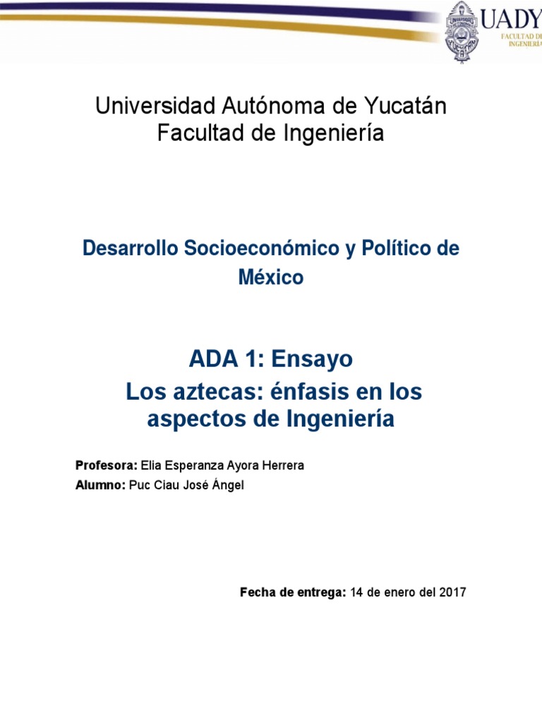ADA 1 Ensayo Aztecas | PDF | azteca | Ingeniería