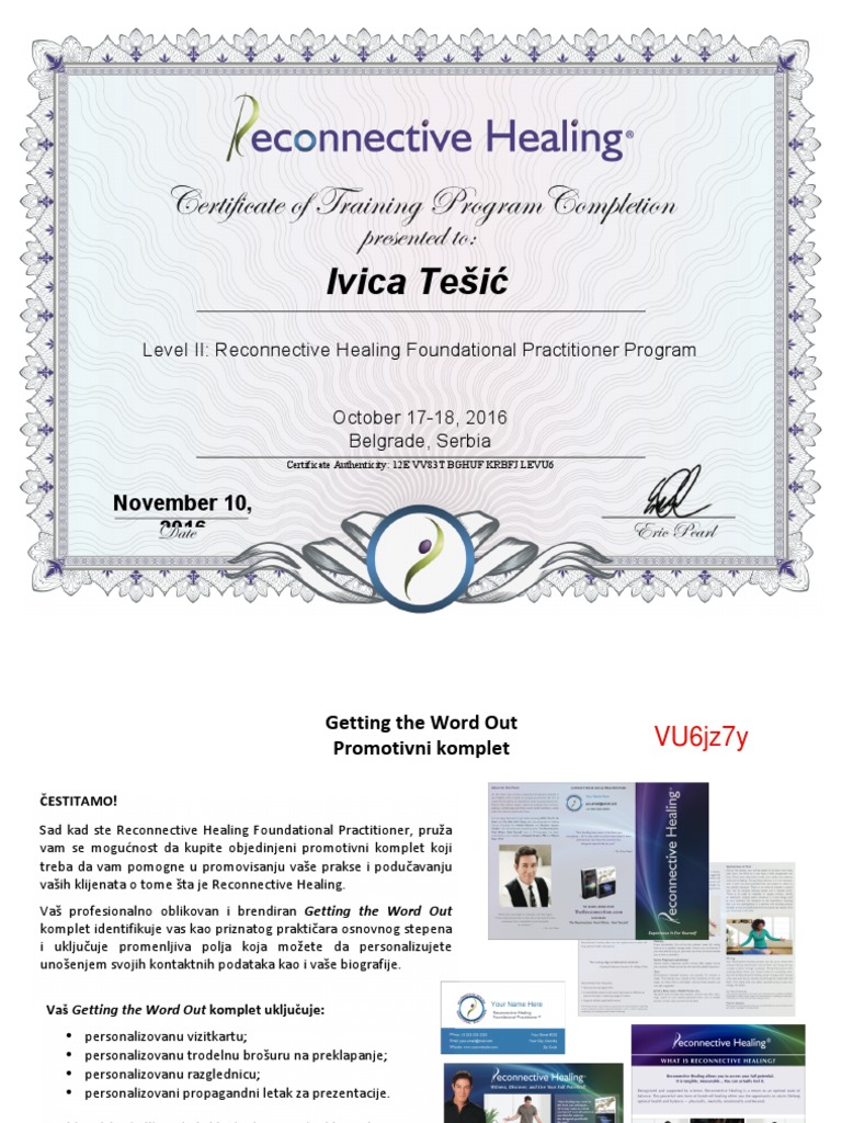 Reconnective Healing Certification 2016 | PDF