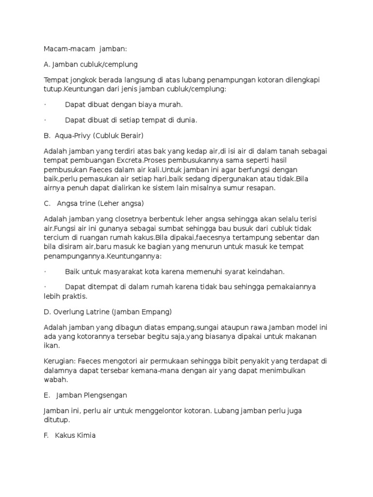 Jenis-Jenis Jamban dan Fungsinya | PDF | Griya & Taman