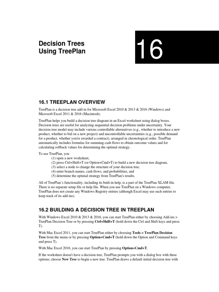 TreePlan Decision Tree Guide | PDF | Utility | Microsoft Excel