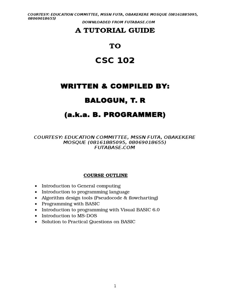 CSC 102 Materials | PDF CSC 102 Materials | PDF