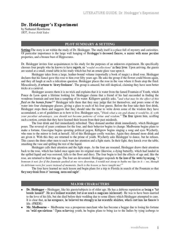 Classic Lit: Dr. Heidegger's Lesson | PDF