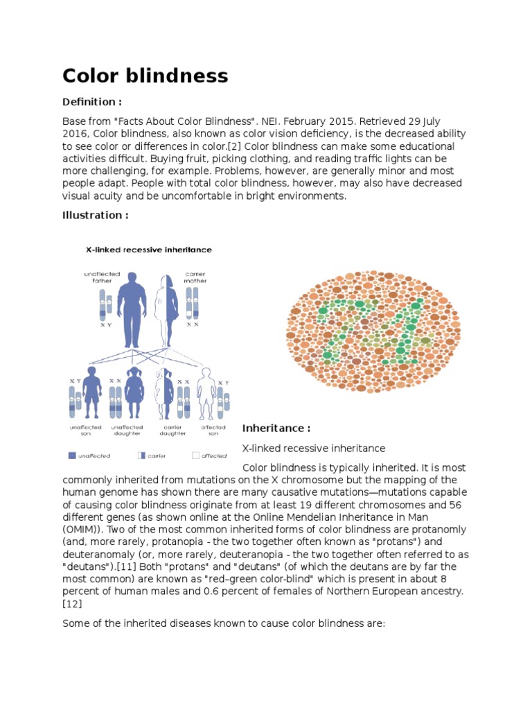 Color Blindness | PDF | Haemophilia | Down Syndrome
