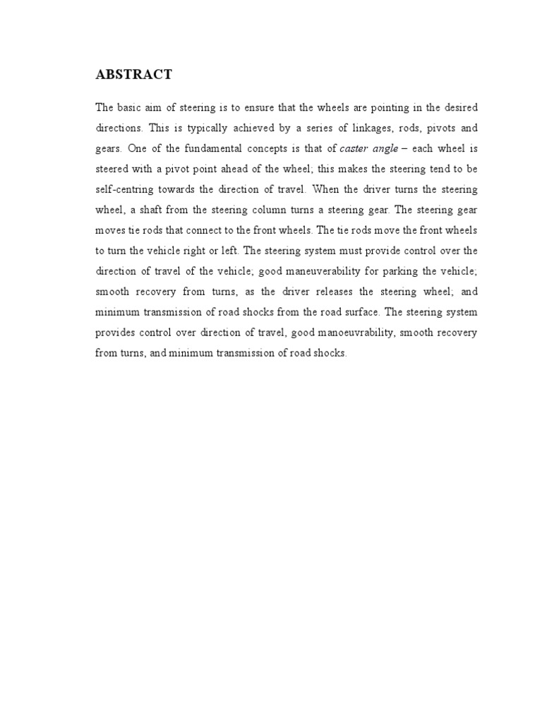 Steering System Pdf Steering Vehicles