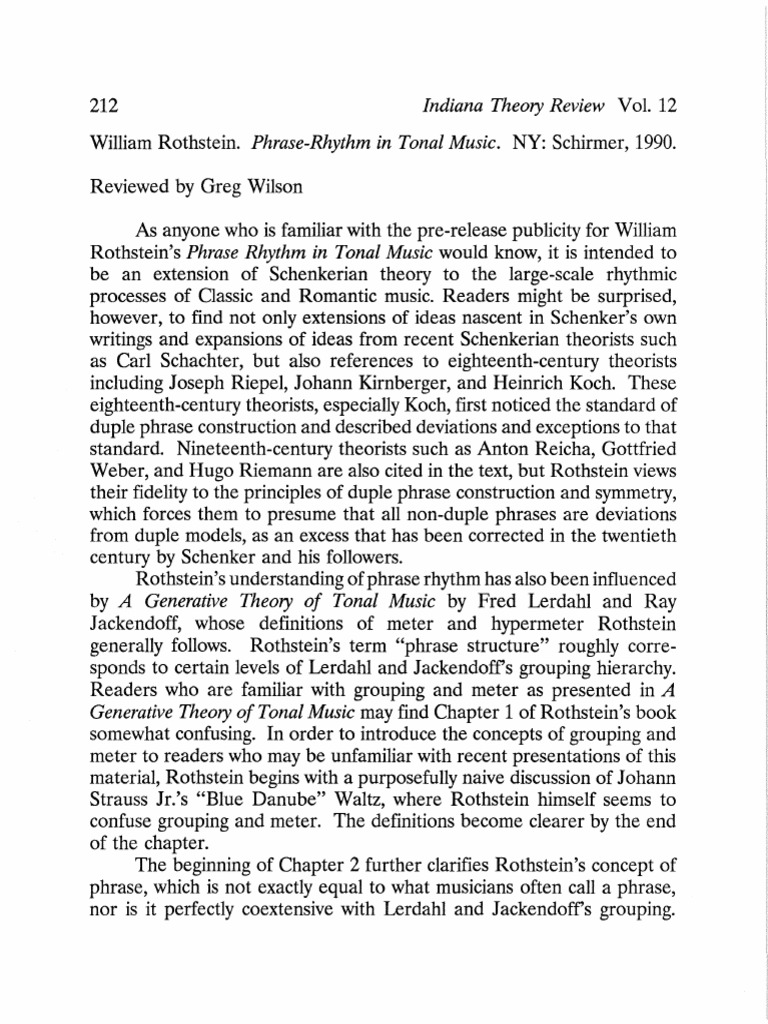 Rothstein Phrase-Rhythm in Tonal Music | PDF | Music Theory | Perception