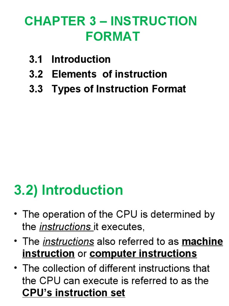 Chapter 3 - Instruction Format | PDF | Instruction Set | Central Processing Unit