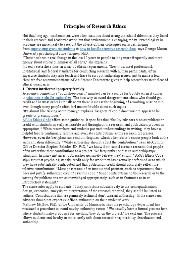 Principles of Research Ethics: Supervising Graduate Students How To ...