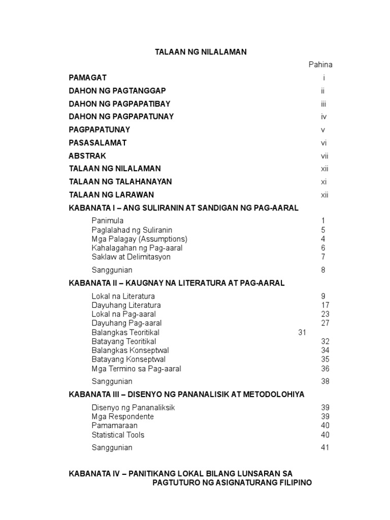Talaan NG Nilalaman | PDF