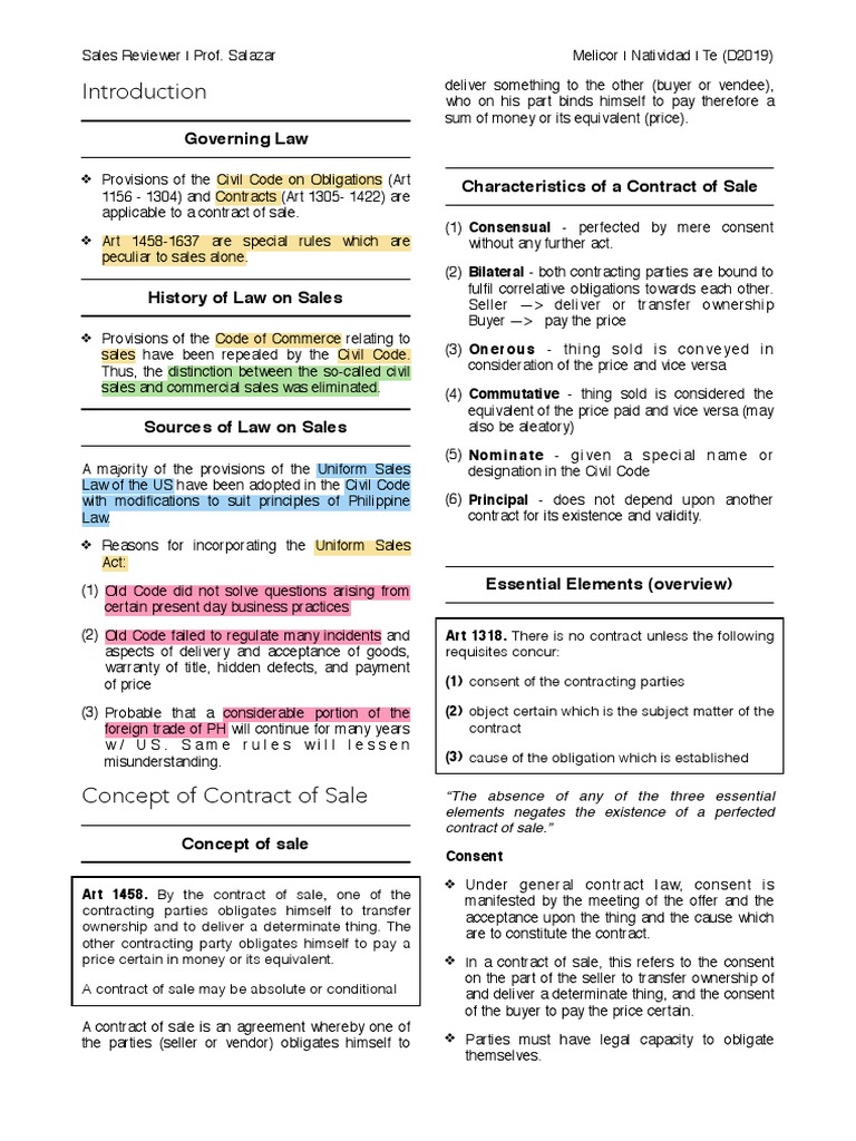 Sales Reviewer I: An Overview of the Concept, Essential Elements ...